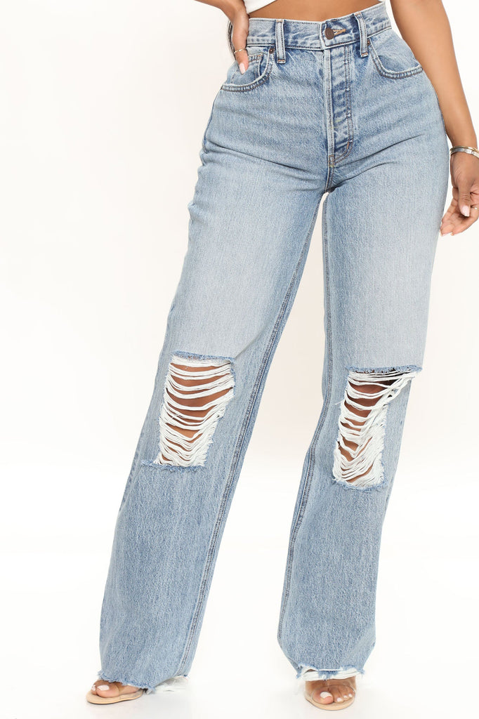 Make The First Move Ripped Boyfriend Jeans - Medium Blue Wash – InsStreet