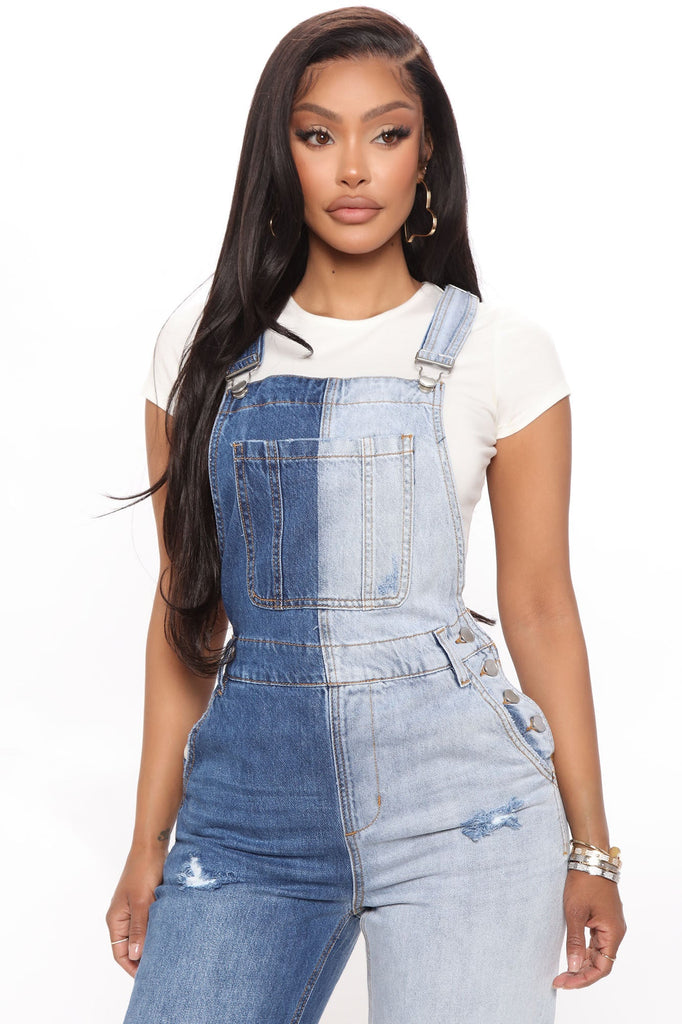 Two Faced Two Toned Overalls - Blue/combo – InsStreet
