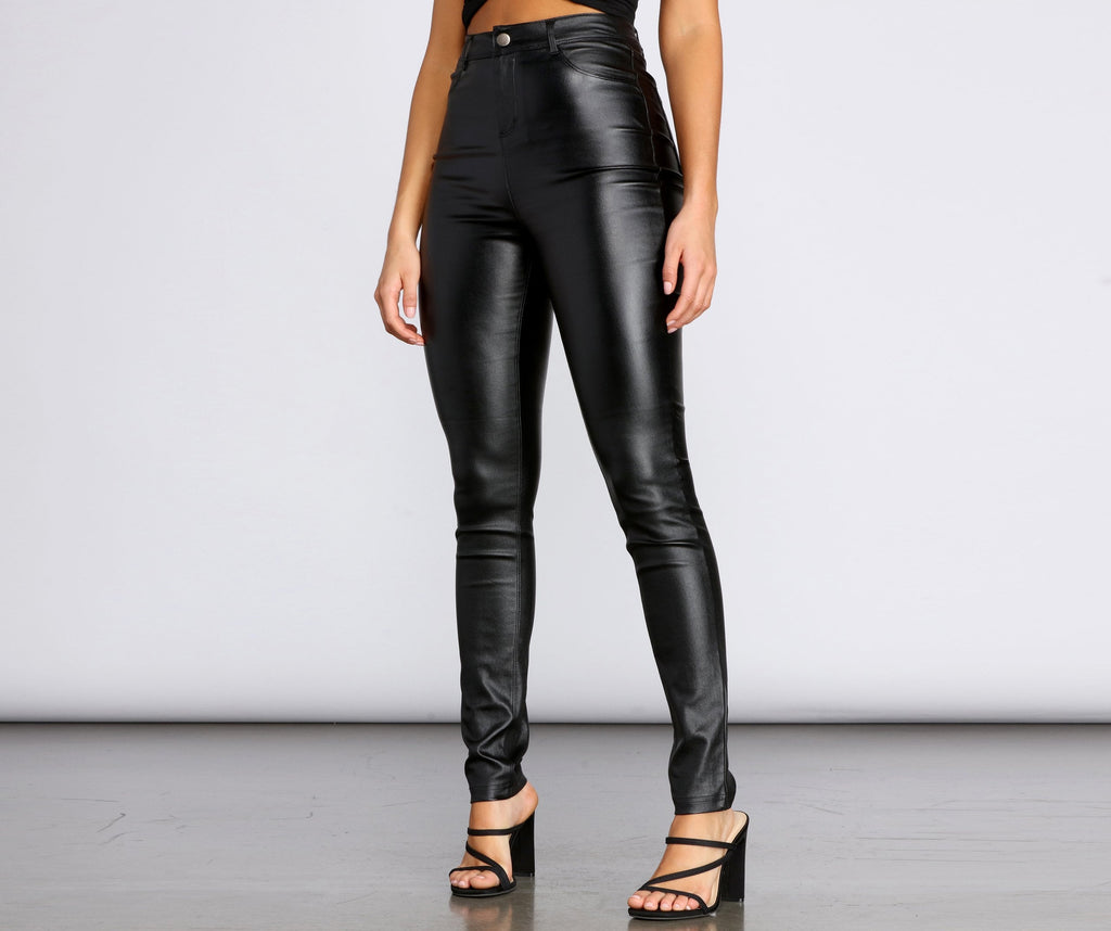 High Waist Faux Leather Skinny Pants – InsStreet