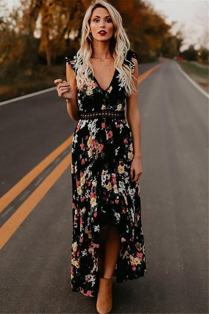 Asymmetrical Floral Patchwork Dress – InsStreet