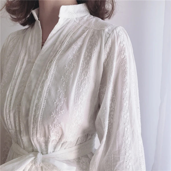 Trella Button Down Lace Babydoll Dress - Cream – InsStreet