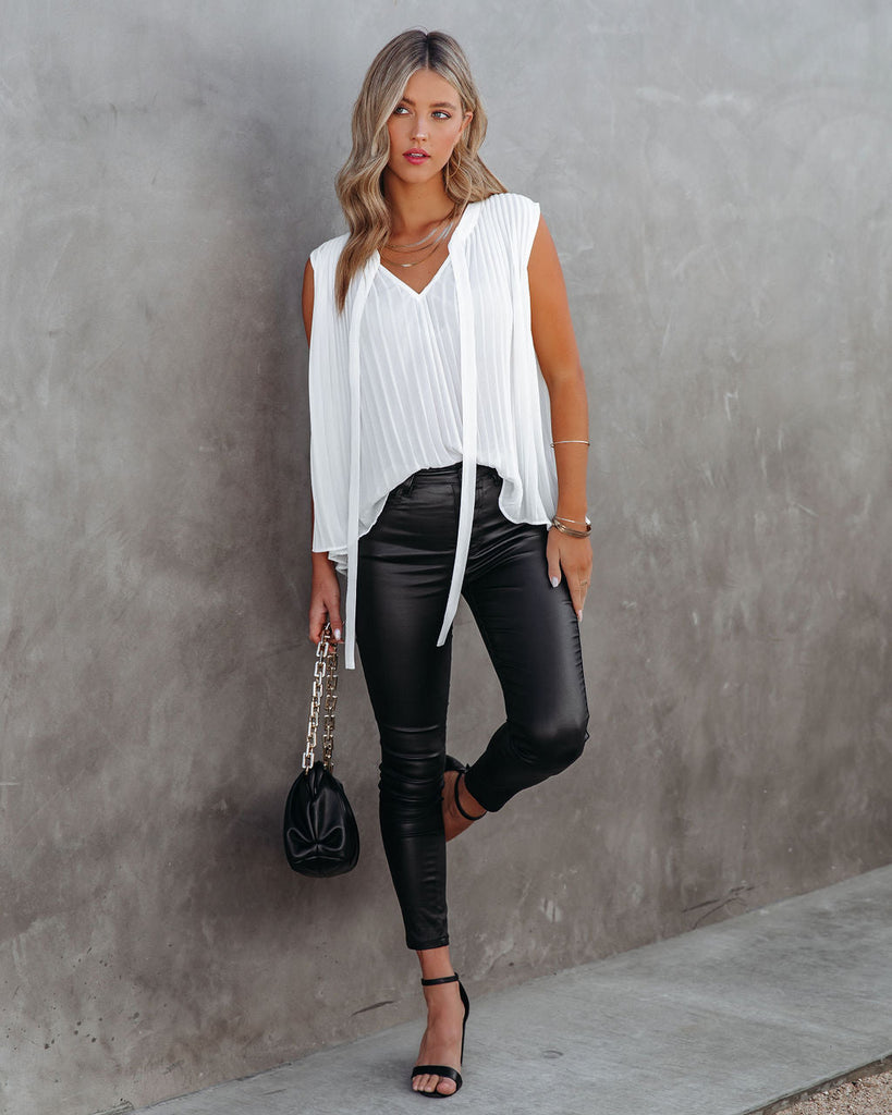 All That Matters Pleated Sleeveless Blouse - Off White – InsStreet