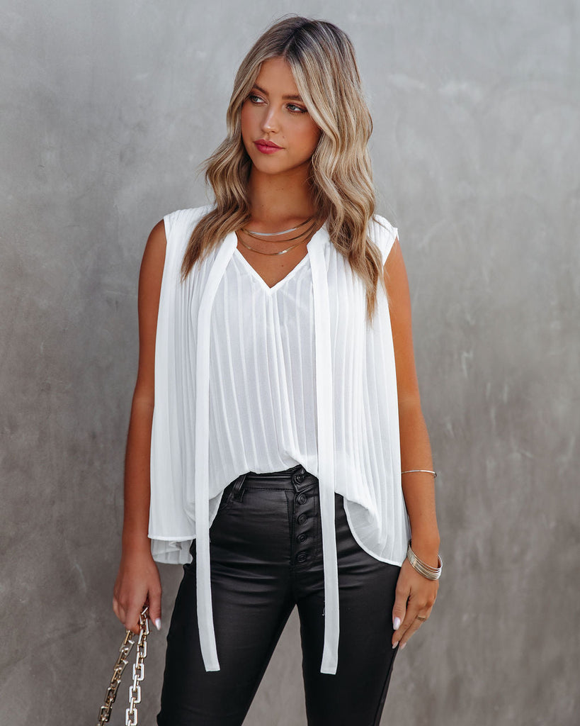 All That Matters Pleated Sleeveless Blouse - Off White – InsStreet