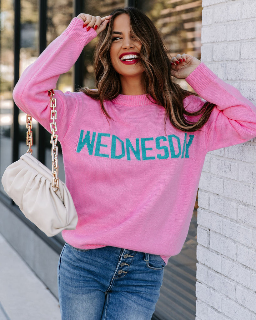 Wednesday Wearing Pink Knit Sweater – InsStreet
