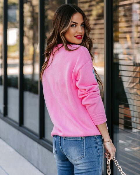 Wednesday Wearing Pink Knit Sweater – InsStreet