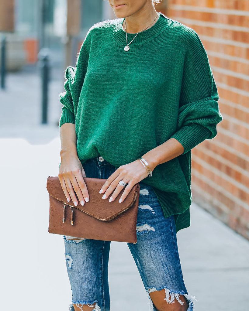 Dariel Relaxed Knit Sweater - Hunter Green - FINAL SALE – InsStreet