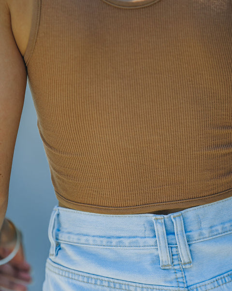 Barre Twist Knit Crop Tank - Camel - FINAL SALE – InsStreet