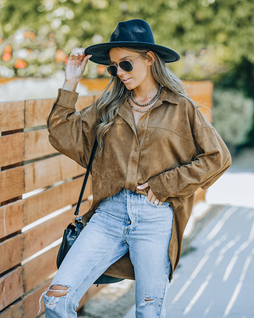 Brownfield Faux Suede Button Down Shacket - FINAL SALE – InsStreet