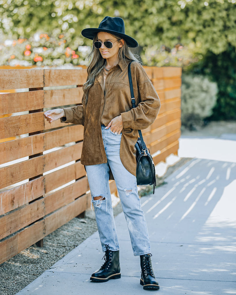 Brownfield Faux Suede Button Down Shacket - FINAL SALE – InsStreet