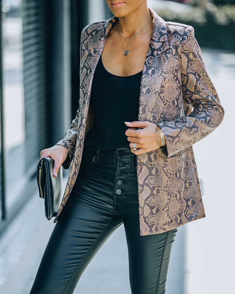 Ciao Pocketed Glossy Python Blazer – InsStreet