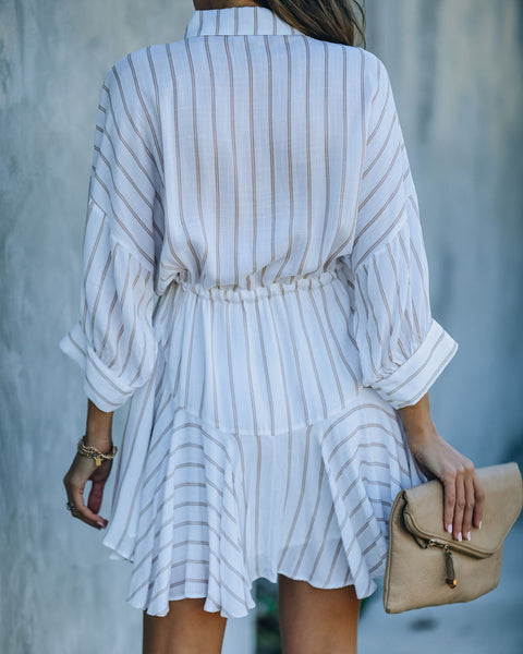 Hina Striped Button Down Shirt Dress – InsStreet