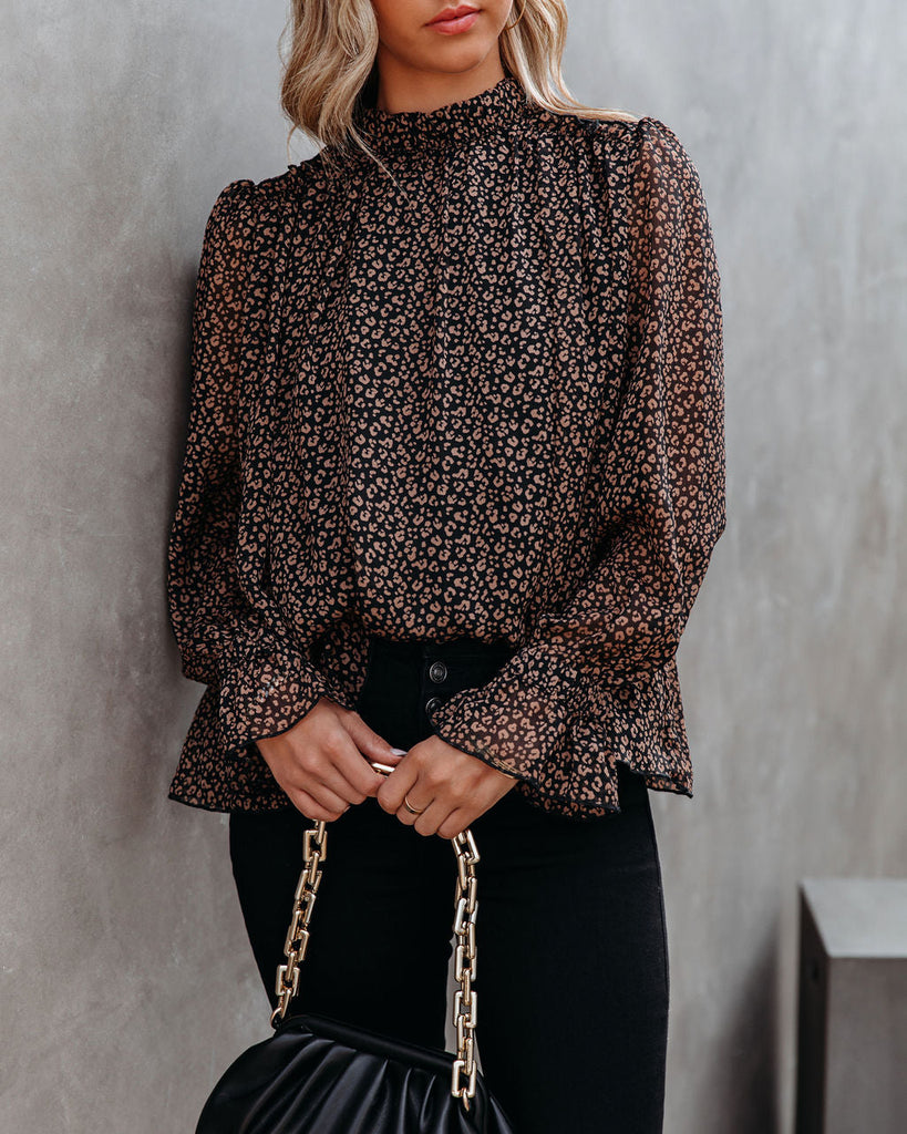Norris Leopard Chiffon Ruffle Blouse - FINAL SALE – InsStreet
