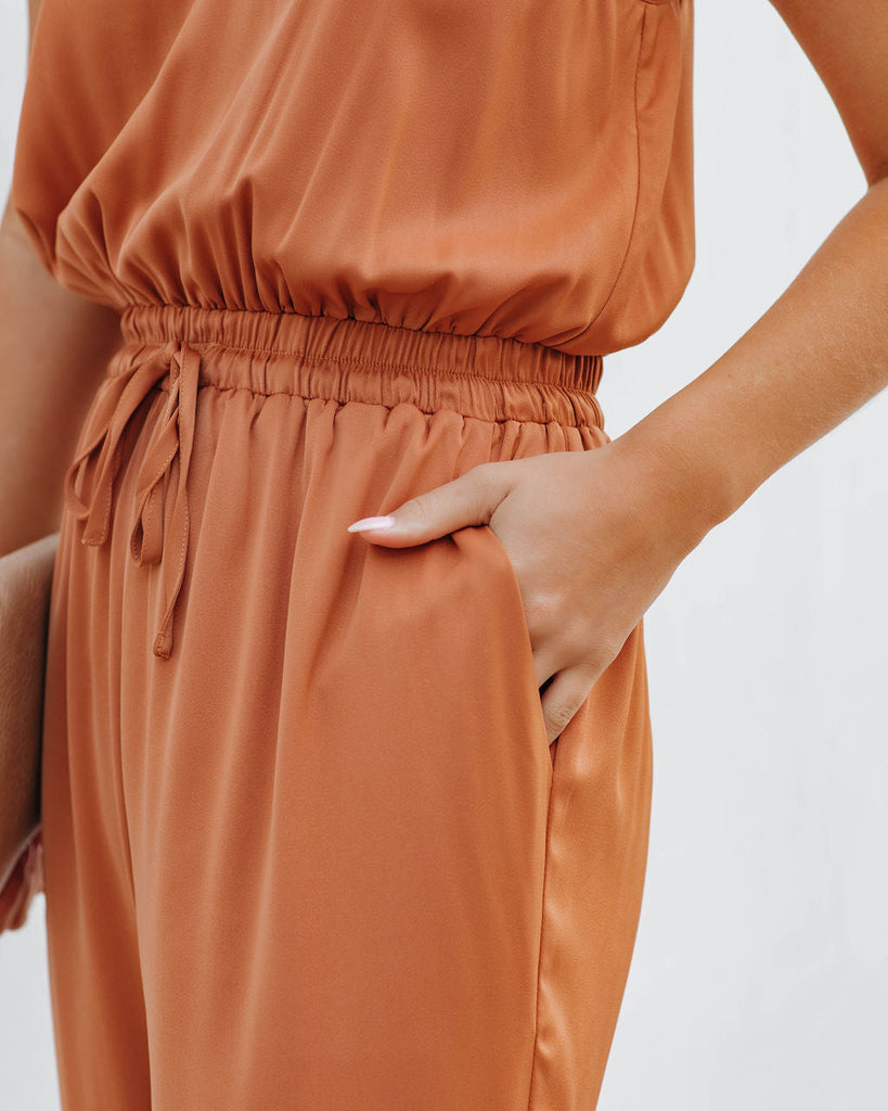 Quince Pocketed Satin Utility Jumpsuit - Rust – InsStreet