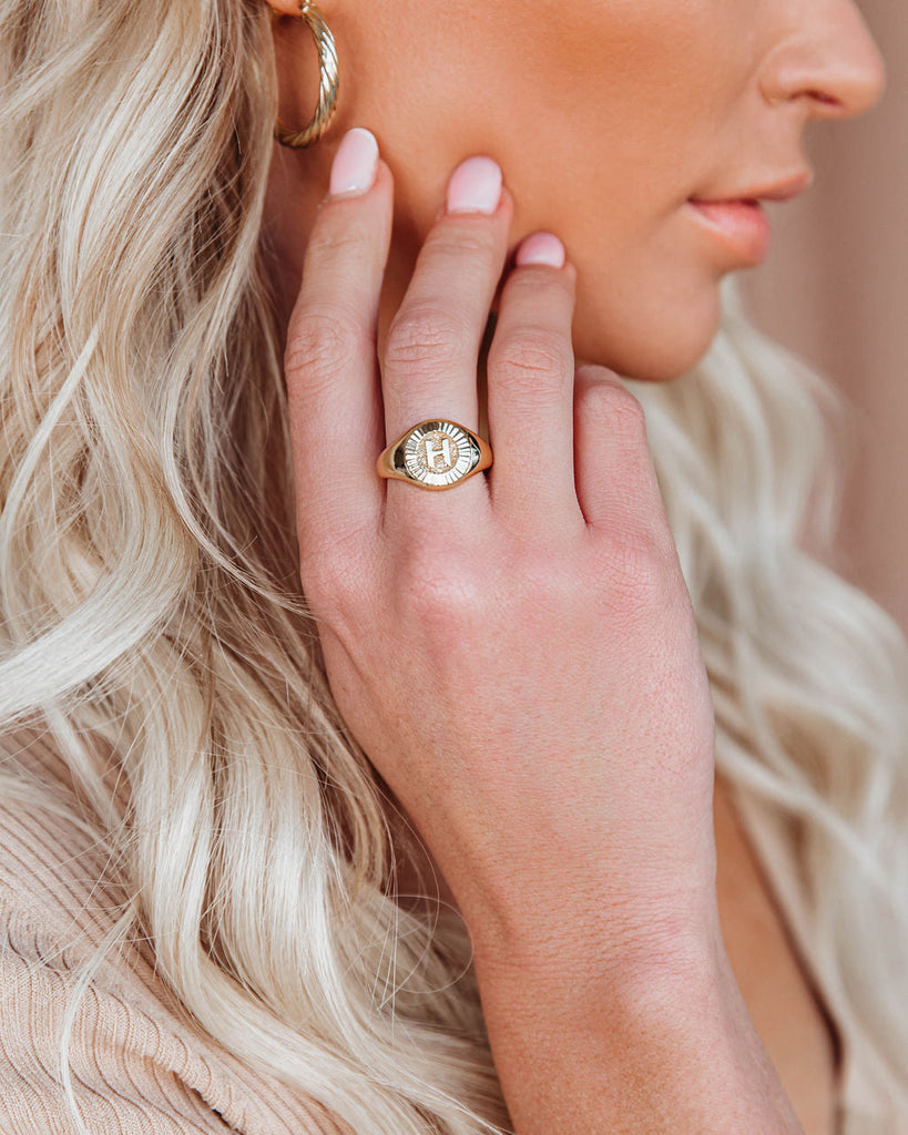 Bracha - Initial Medallion Signet Ring - FINAL SALE – InsStreet