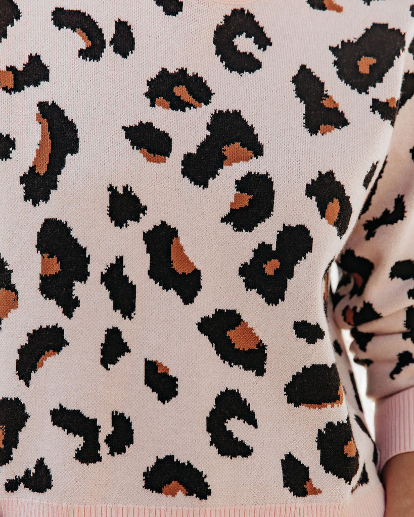 Braden Cropped Knit Leopard Sweater - Blush - FINAL SALE – InsStreet