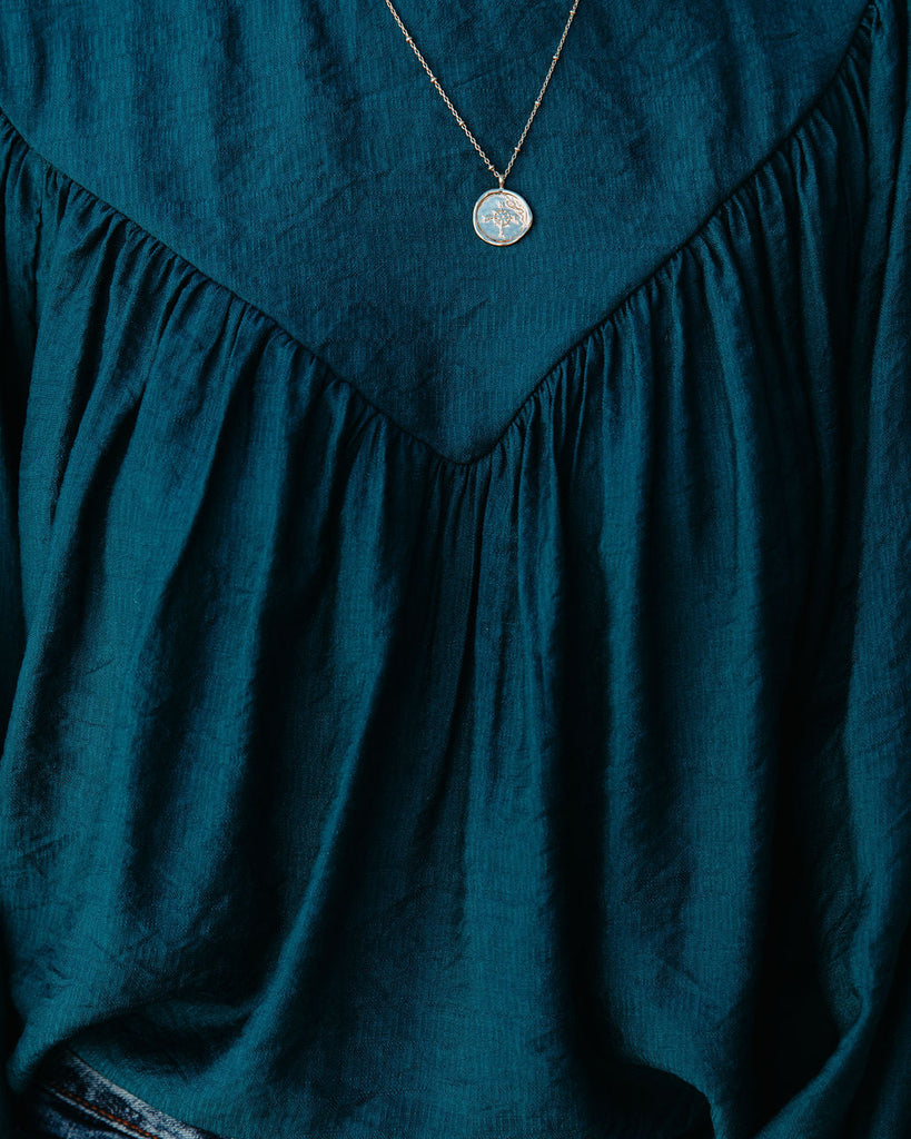 Bright As A Button Blouse - Dark Teal - FINAL SALE – InsStreet