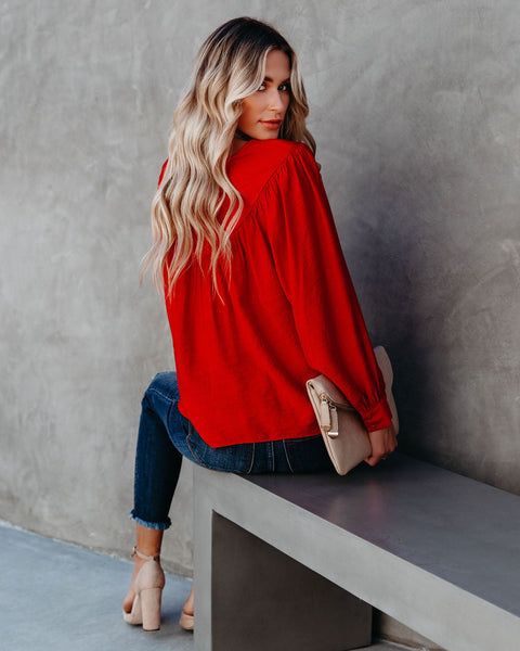 Bright As A Button Blouse - Red - FINAL SALE – InsStreet