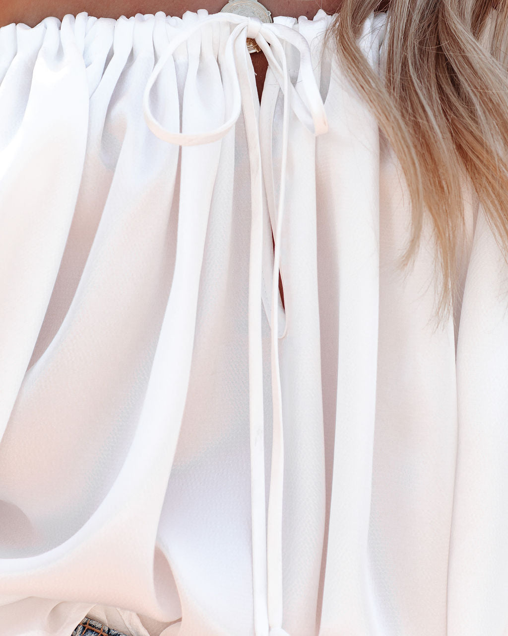 Everly Satin Drawstring Blouse - White - FINAL SALE – InsStreet