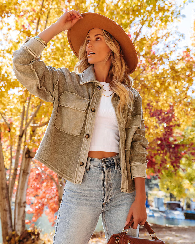 Forester Cotton Button Down Shacket - Washed Olive – InsStreet