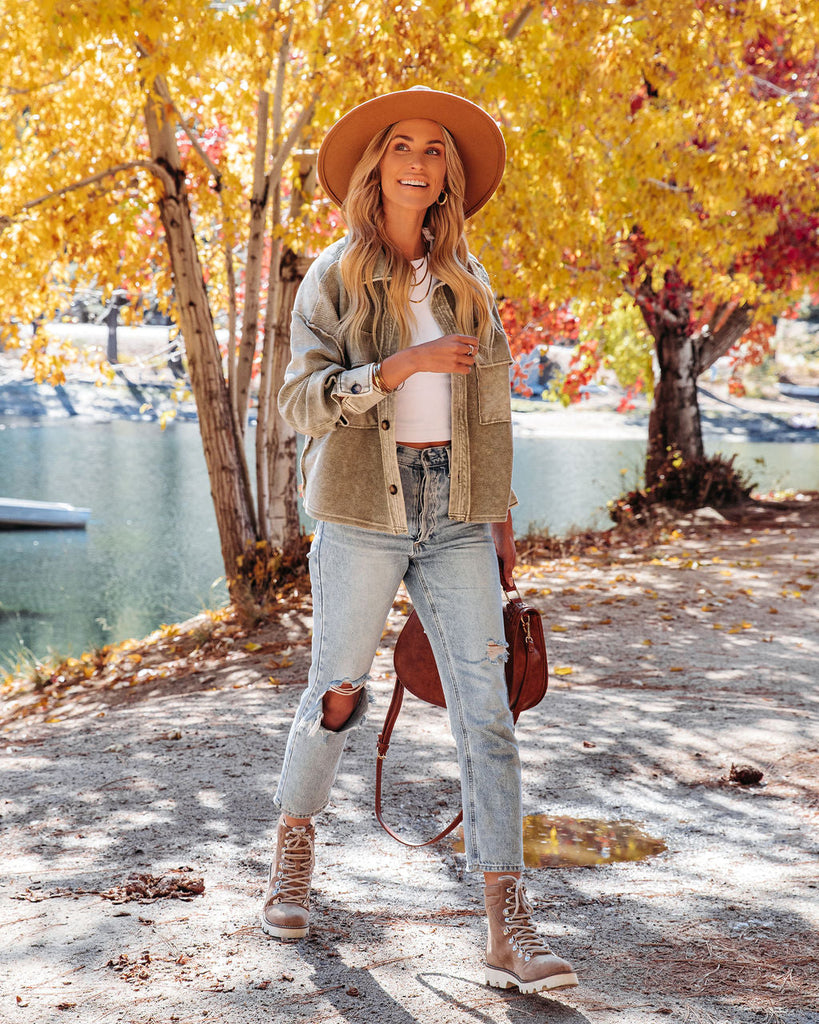 Forester Cotton Button Down Shacket - Washed Olive – InsStreet