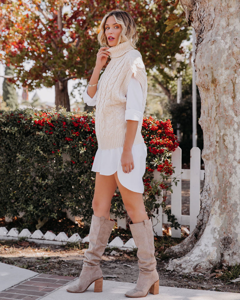 Kayson Cable Knit Turtleneck Sweater Vest - FINAL SALE – InsStreet