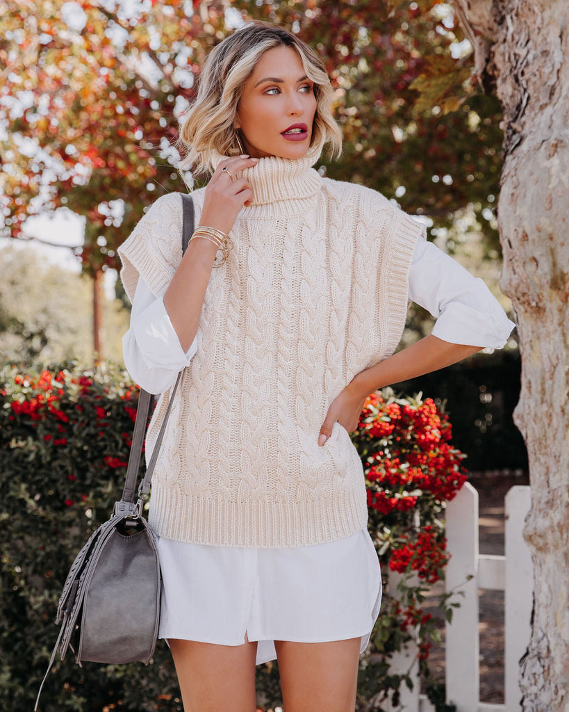 Kayson Cable Knit Turtleneck Sweater Vest - FINAL SALE – InsStreet