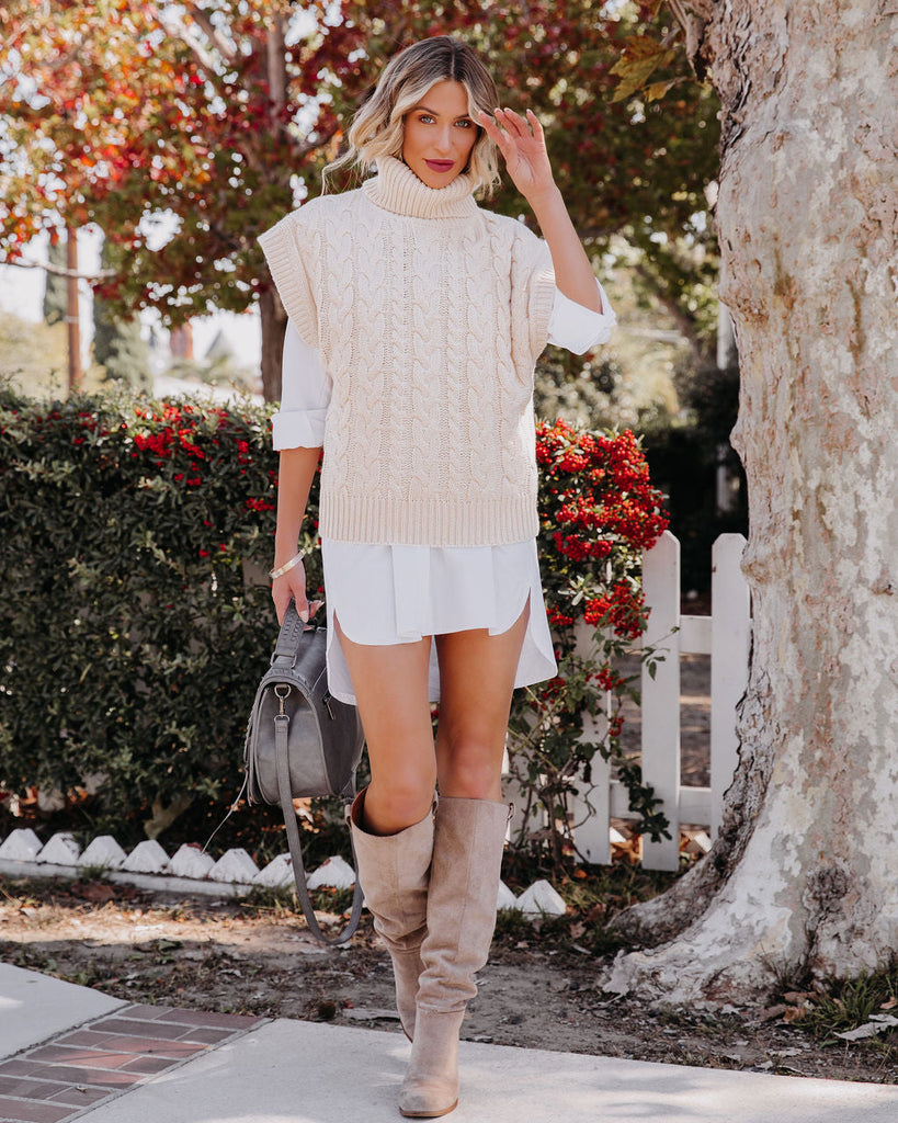 Kayson Cable Knit Turtleneck Sweater Vest - FINAL SALE – InsStreet