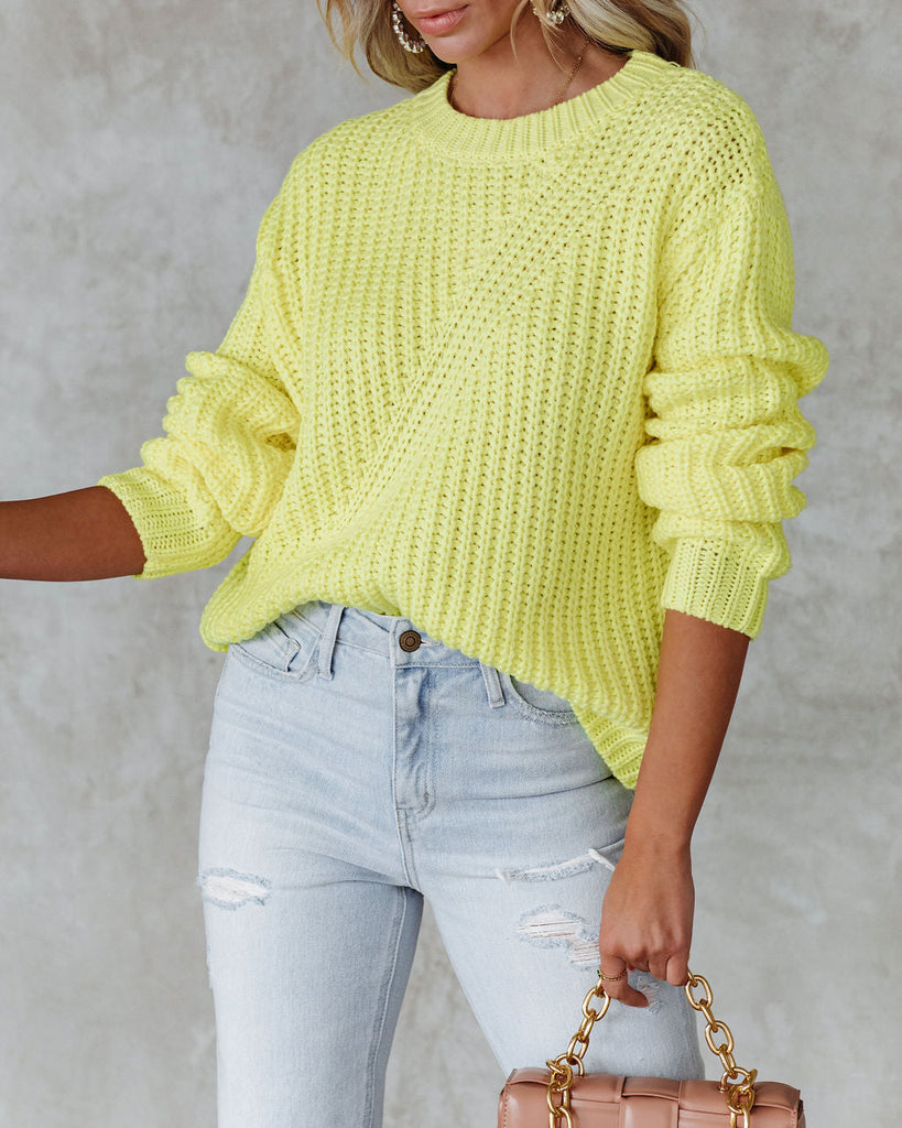 On Chill Tonight Knit Sweater - Neon Yellow - FINAL SALE – InsStreet