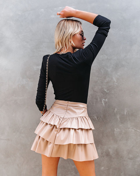 Plunge Long Sleeve Padded Bodysuit - Black – InsStreet