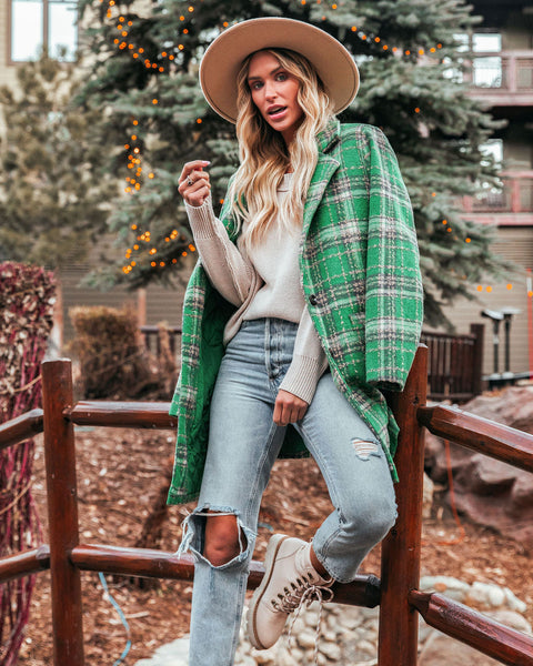 Stan Pocketed Plaid Coat - Green - FINAL SALE – InsStreet