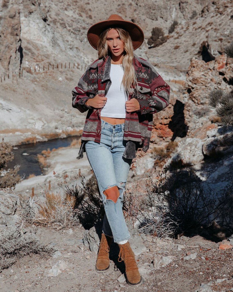 Sylvester Button Down Shacket - Charcoal Berry - FINAL SALE – InsStreet